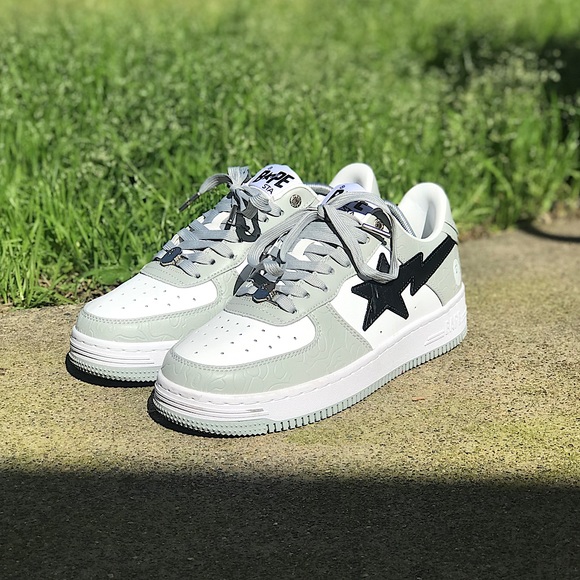 Bape | Shoes | A Bathing Ape Bape Sta Low Grey Black Sneakers | Poshmark